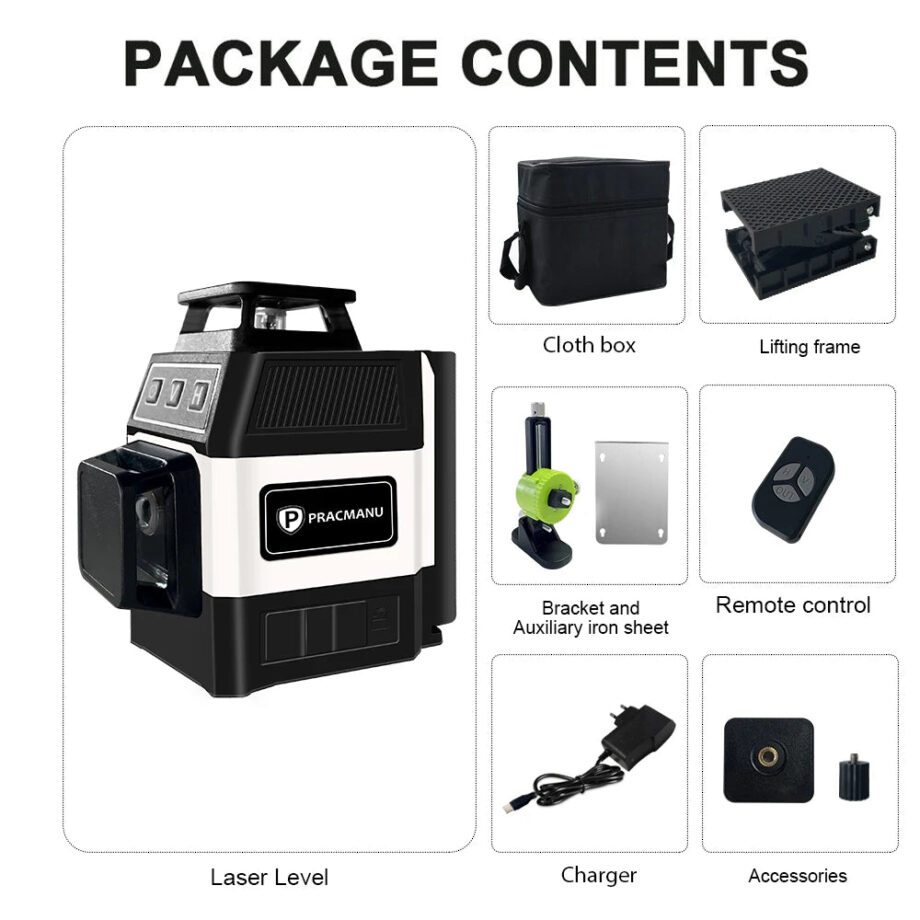 Pracmanu Mini 3D Laser Level – 12 Lines, 360° Green Beam – Pracmanu ...