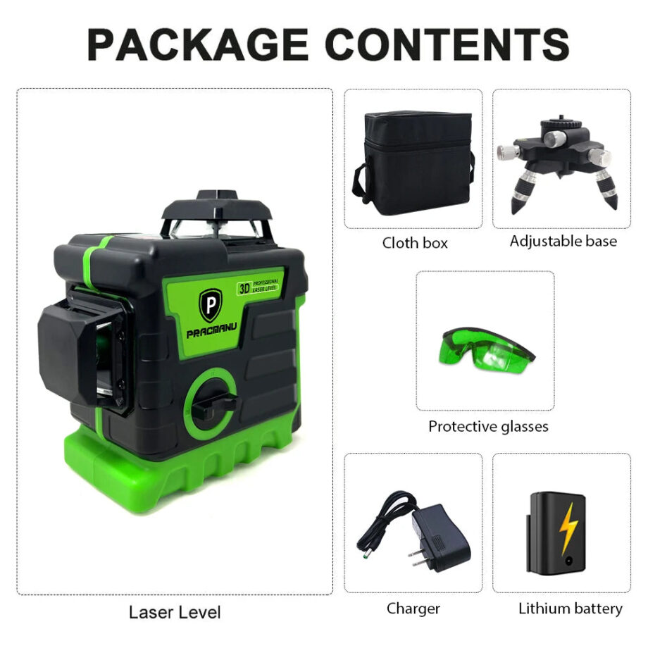 Pracmanu 3D Laser Level – 12 Lines, Powerful Green Beams – Pracmanu ...