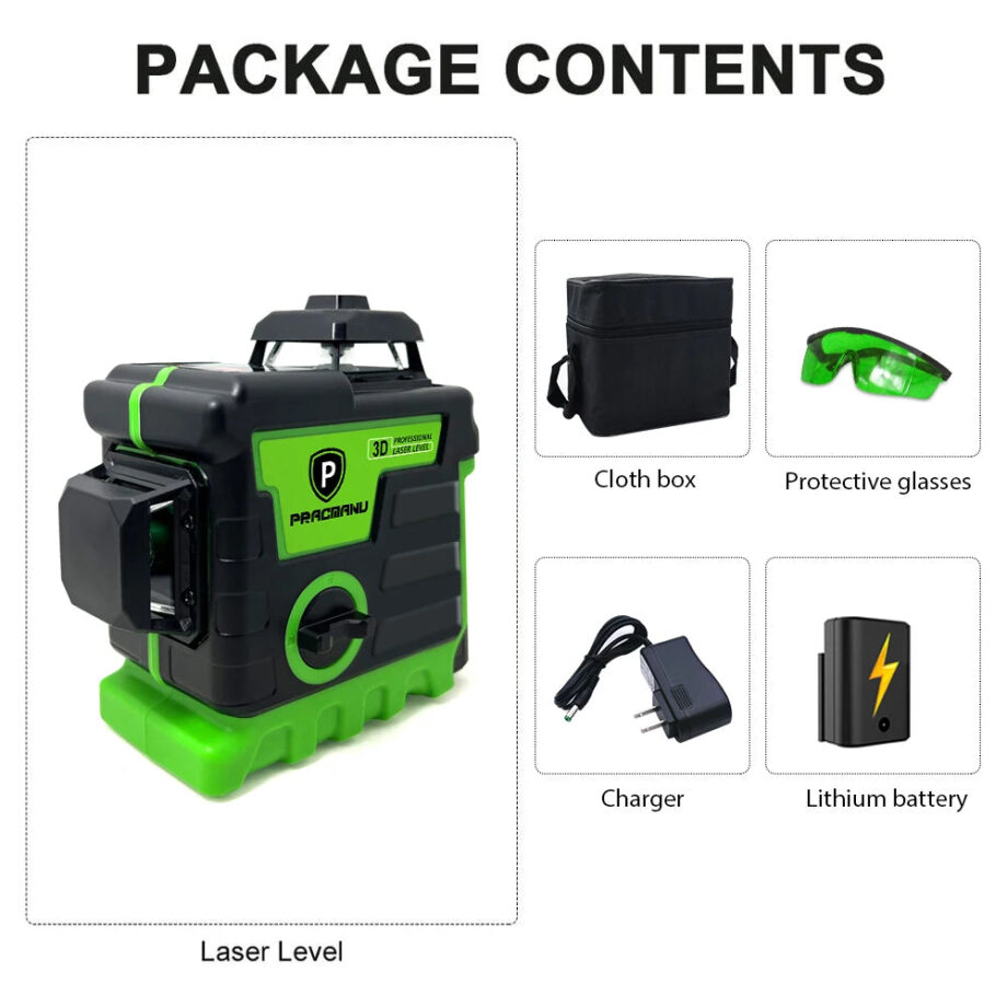 Pracmanu 3D Laser Level – 12 Lines, Powerful Green Beams – Pracmanu ...